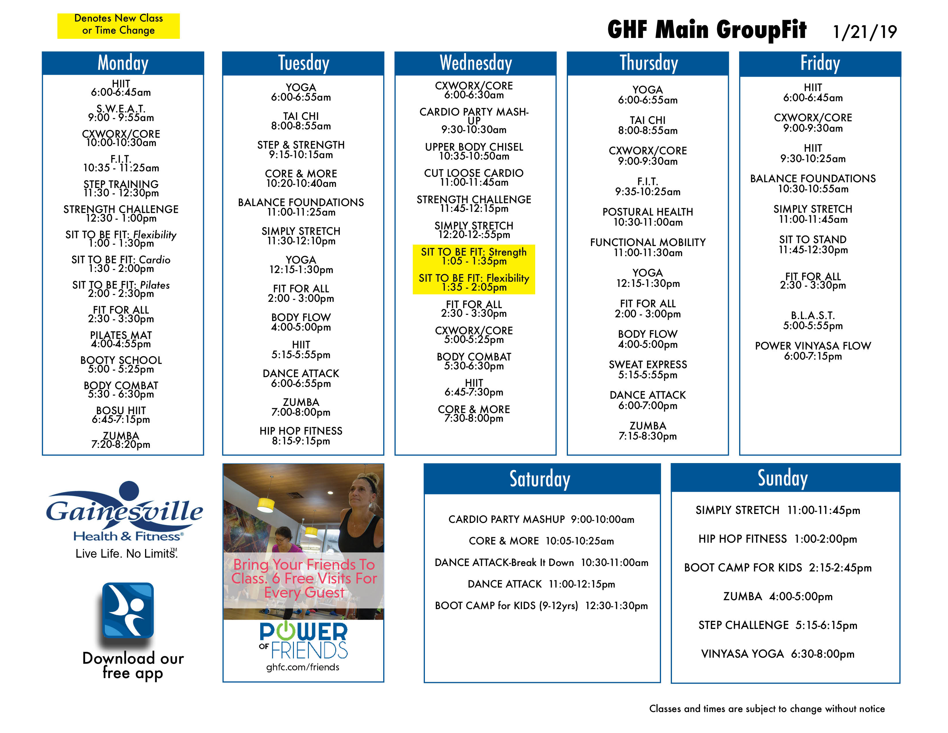 GHF Class Schedule Preview - Gainesville Health & Fitness