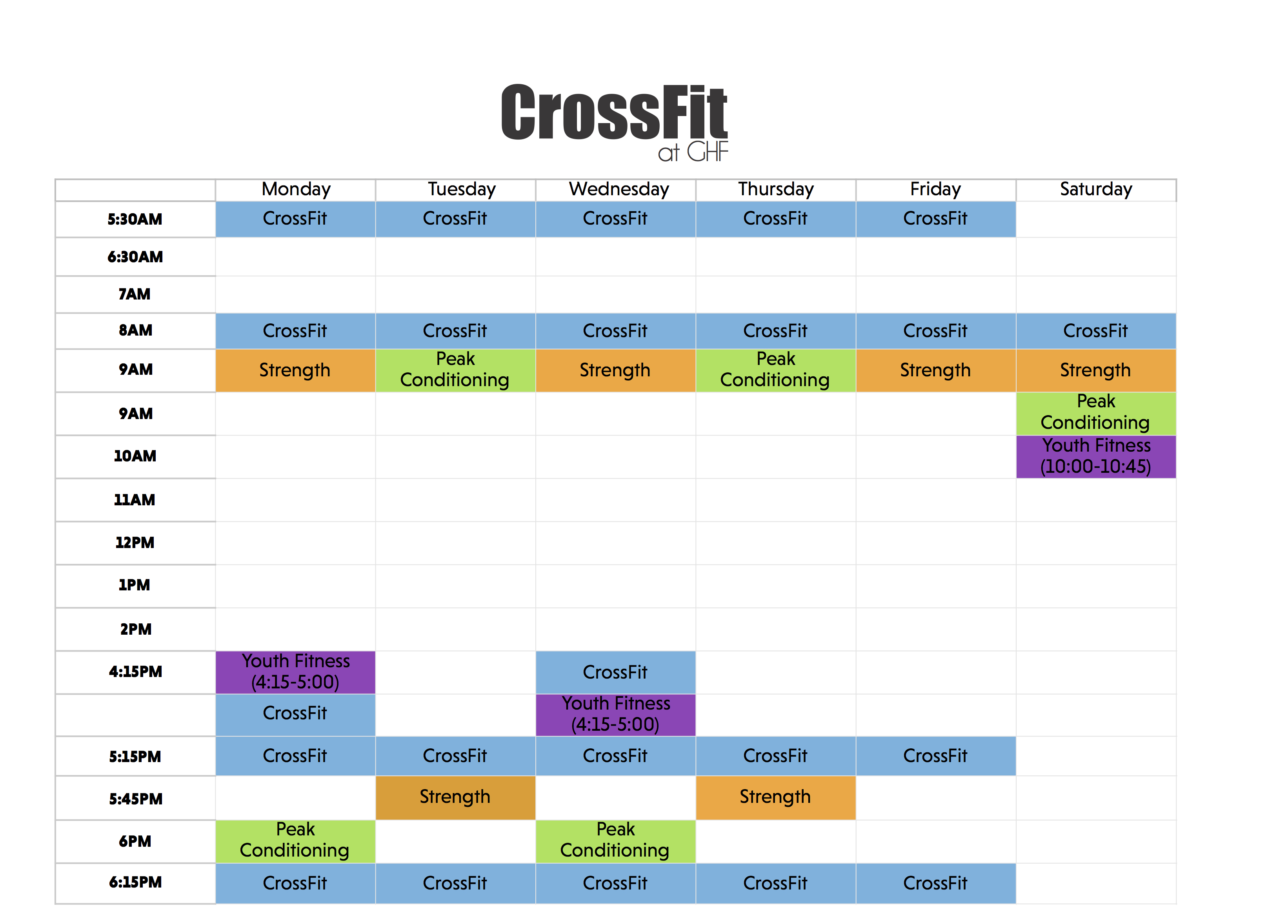CrossFit Schedule - Gainesville Health & Fitness